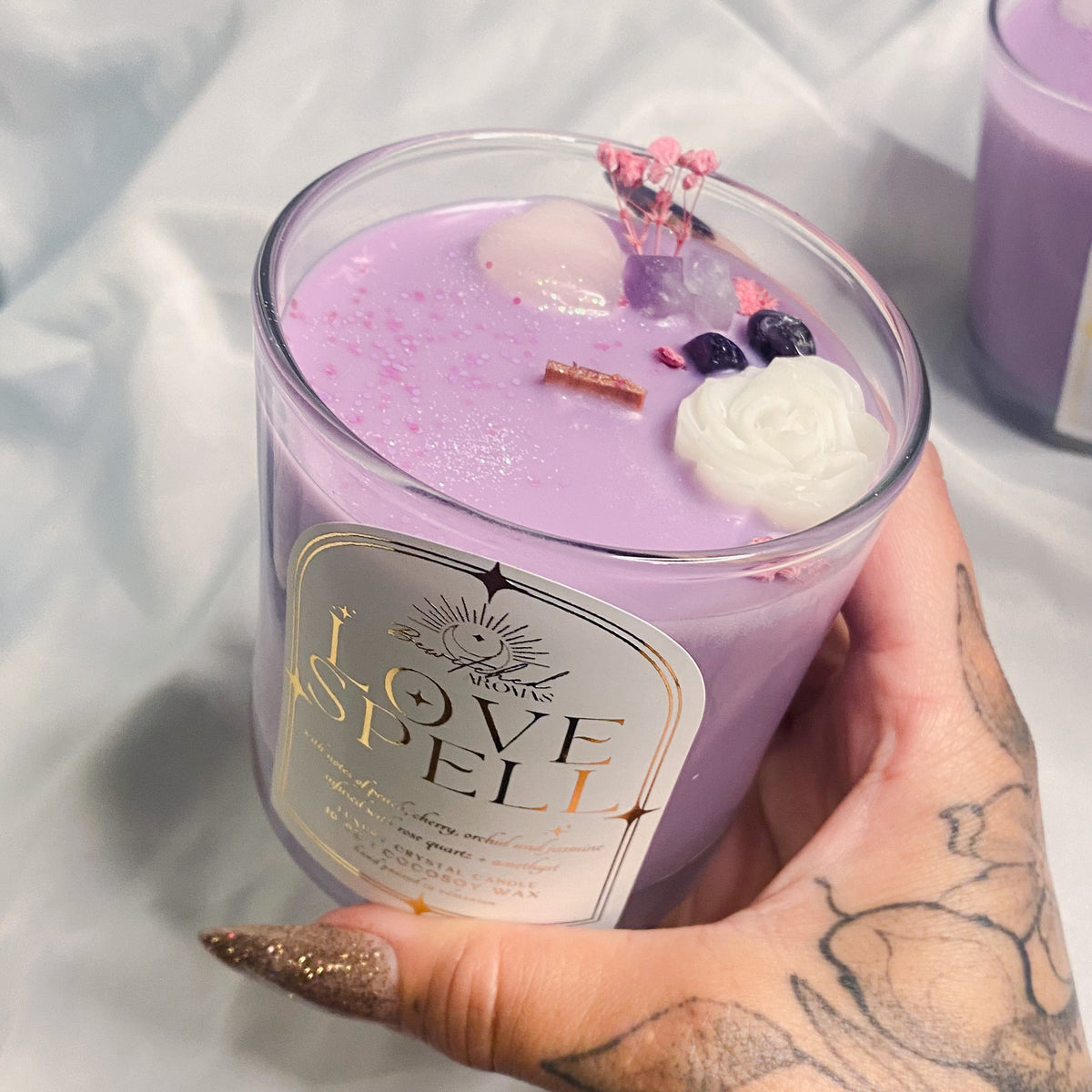 Love Spell | 10 oz Luxury Crystal Candle – Bewitched Aromas